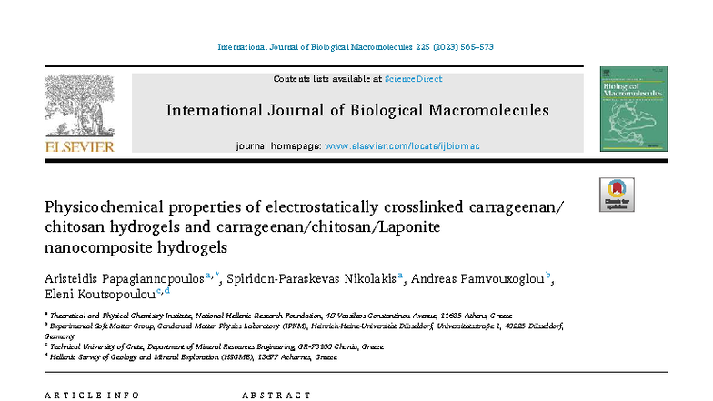 Physicochemical Properties of Chitosan Hydrogels and Nanocomposites ...