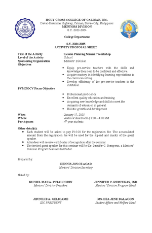 S2.2 Curriculum Map Template - Bachelor of elementary education - 2024 ...