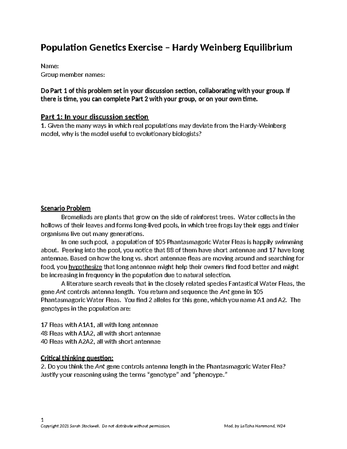 HWE Exercises W24: Population Genetics & Hardy-Weinberg Analysis - Studocu