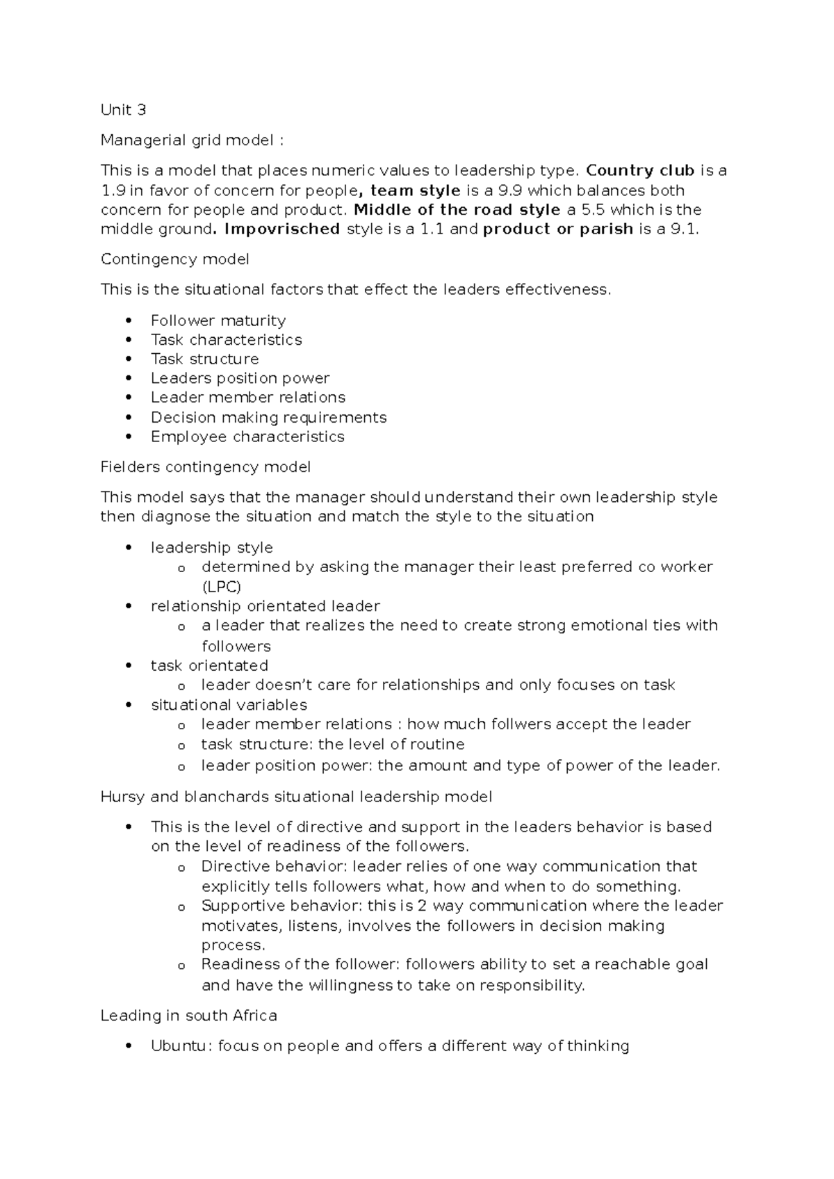 Business Management 2B: Unit 3 Leadership Models and Motivation ...