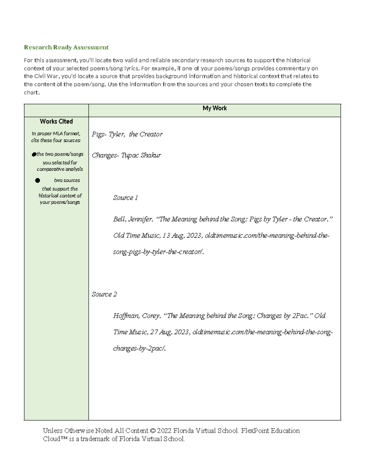 Research Ready Assessment Rubric for Analyzing Poems/Songs - Studocu