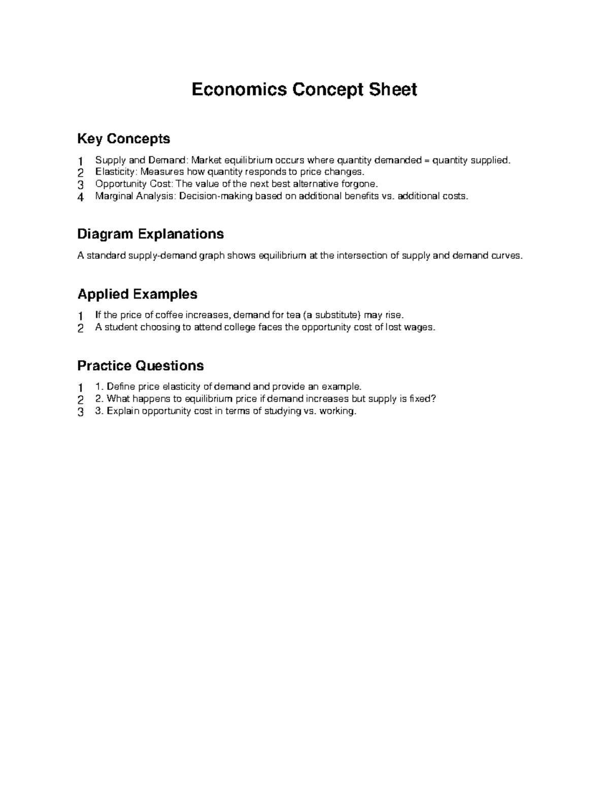 Econ 101: Key Concepts in Supply and Demand Analysis - Studocu