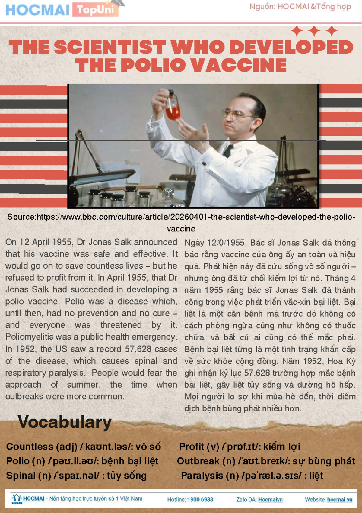 Dr. Jonas Salk and the Development of the Polio Vaccine - Studocu