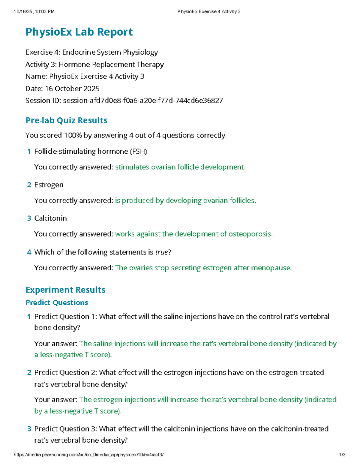 PhysioEx 10:03 PM Lab Report: Endocrine System Physiology Activity 3 ...