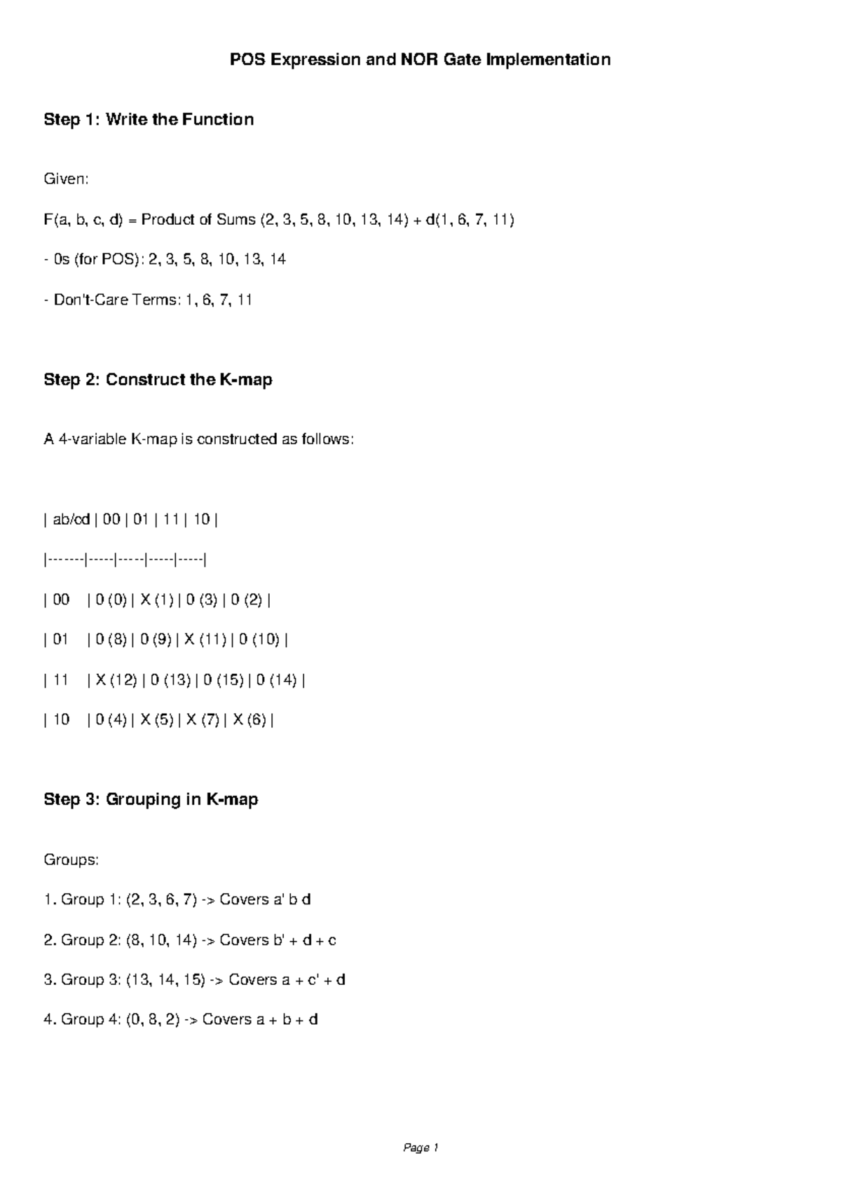 POS NOR Implementation - POS Expression and NOR Gate Implementation ...