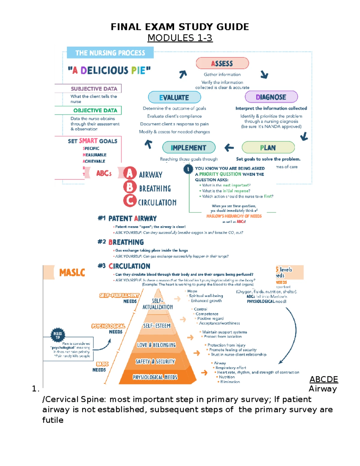 MDC1 Exam 1 Practice Questions: Nursing Situational Responses - Studocu