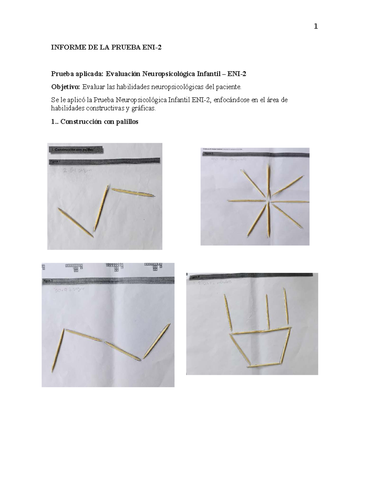 Informe de Resultados de la Prueba Neuropsicológica Infantil ENI-2 - Studocu