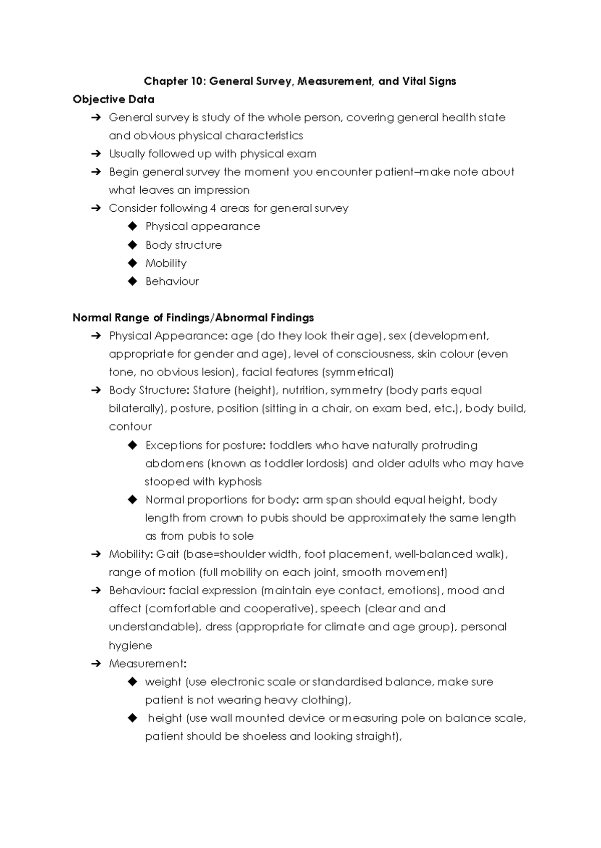 Jarvis Textbook Chapter 10: General Survey, Measurement & Vital Signs ...