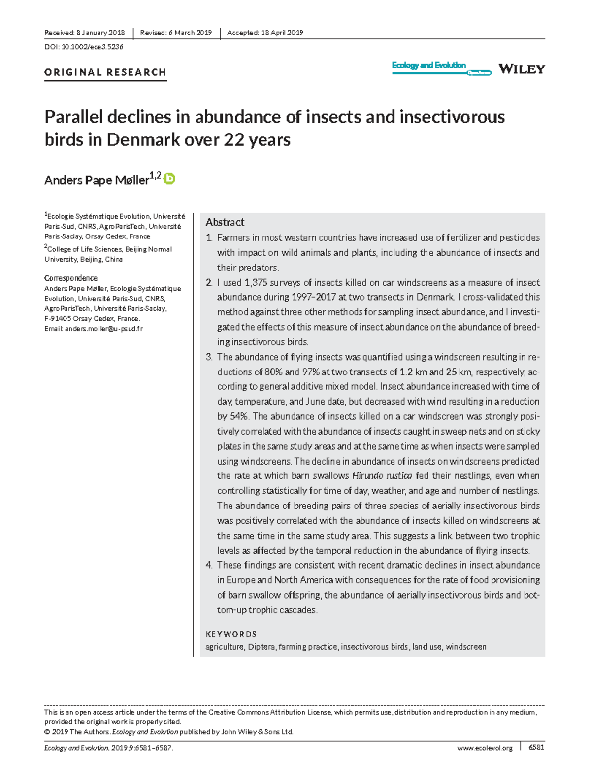 Parallel Declines in Insects & Insectivorous Birds in Denmark (1997 ...