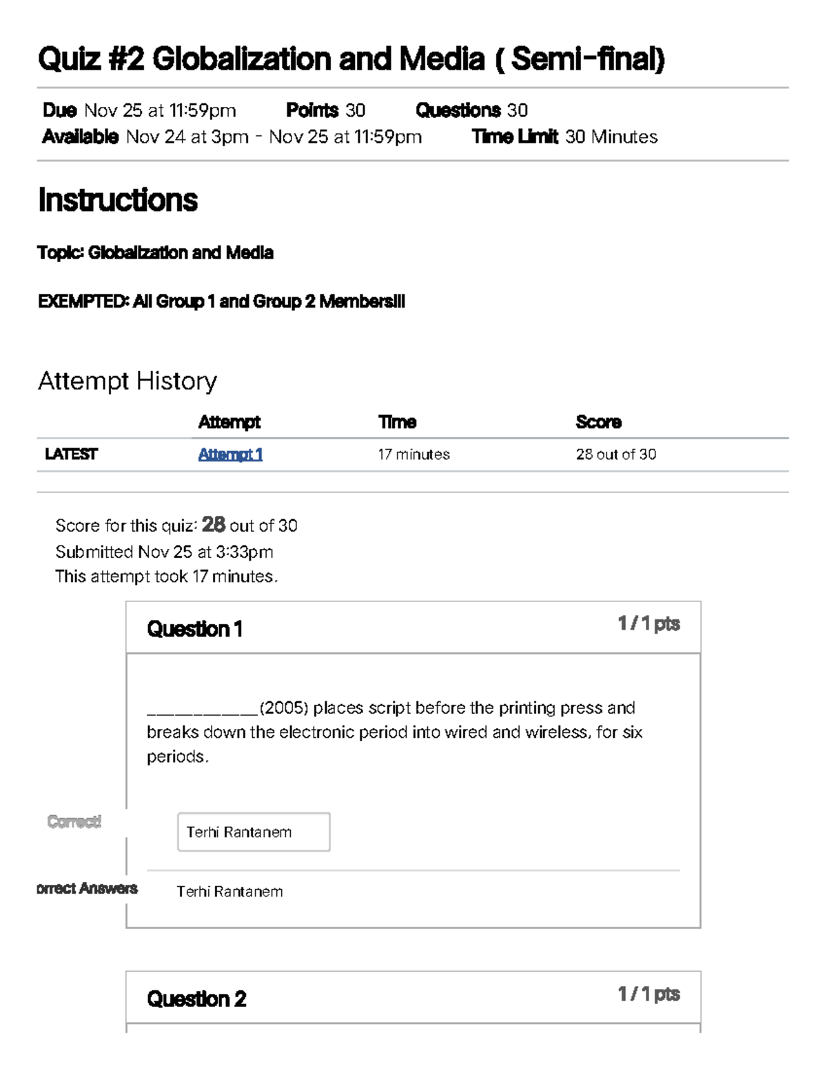 Quiz #2: Globalization and Media (Semi-final) - 68134-THE - Studocu