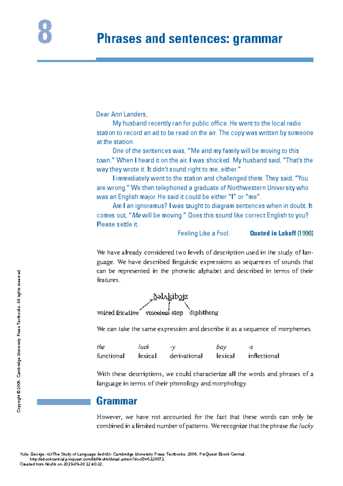 The Study of Language 3ed - (8 Phrases and sentences grammar) - 8 ...