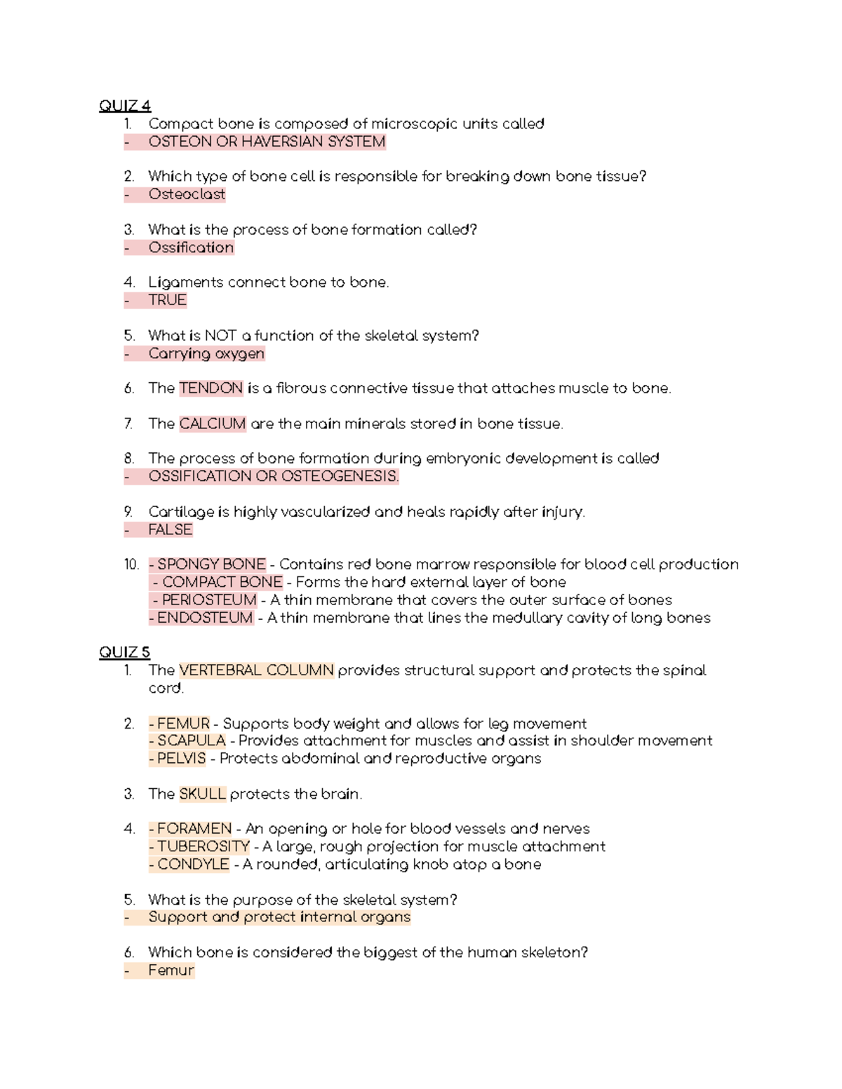 Muscle and Joint Function Overview for Anatomy Course (ANAT 101) - QUIZ ...