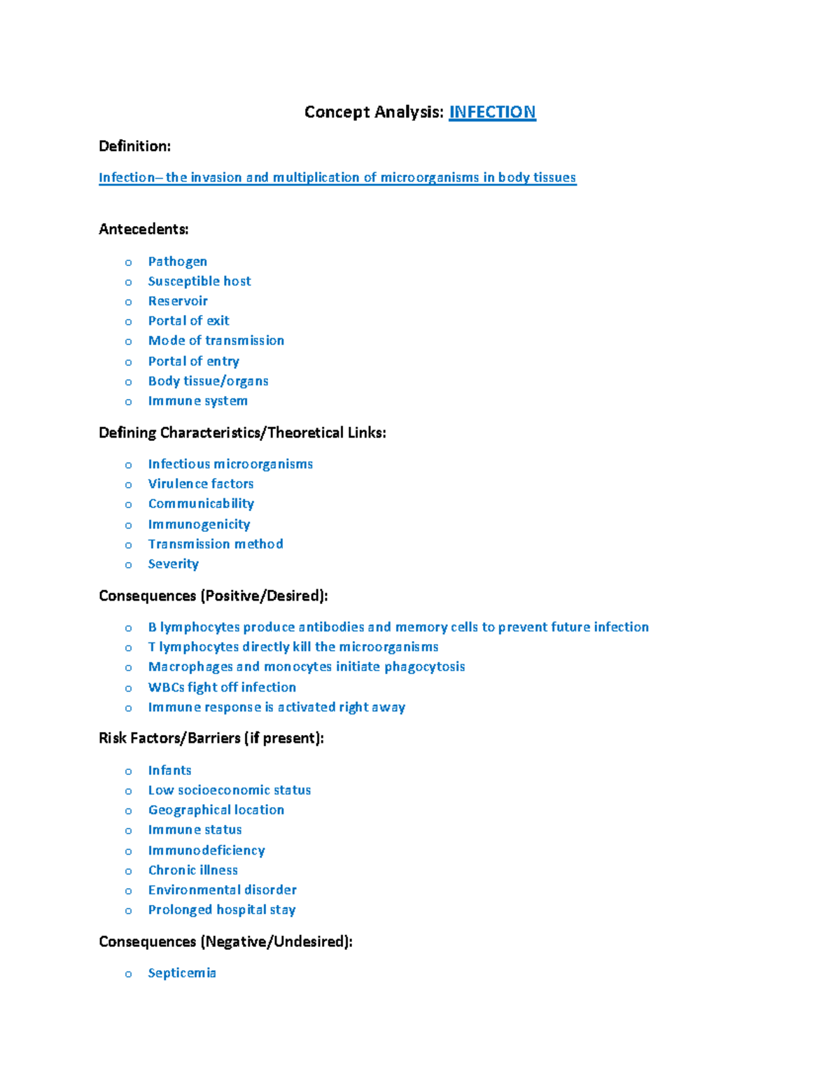 Infection Concept Analysis - Concept Analysis: INFECTION Definition ...