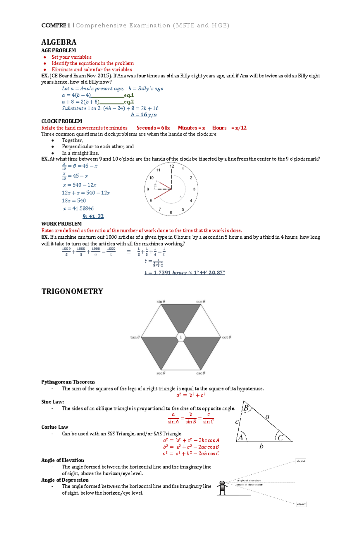 Module 1: Compre 1 - Comprehensive Exam Review (MSTE & HGE) - Studocu