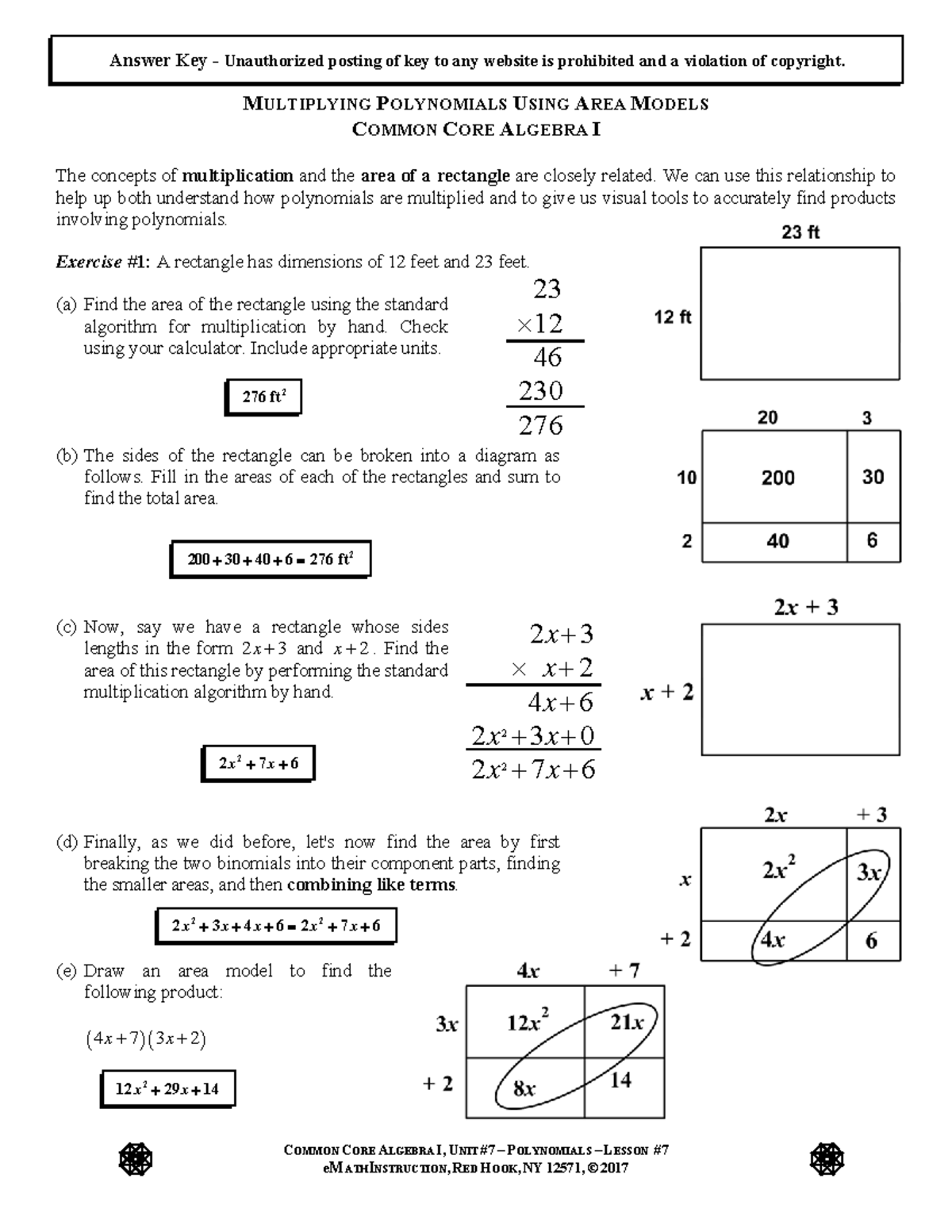 CCAlg I: Unit 7 Lesson 7 - Multiplying Polynomials via Area Models ...