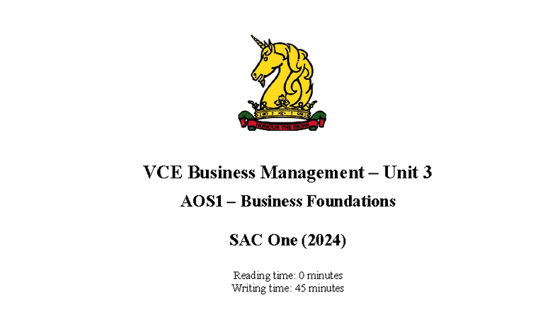 VCE Business Management Unit 3 AOS1 SAC 1: Getta Job Australia Case ...