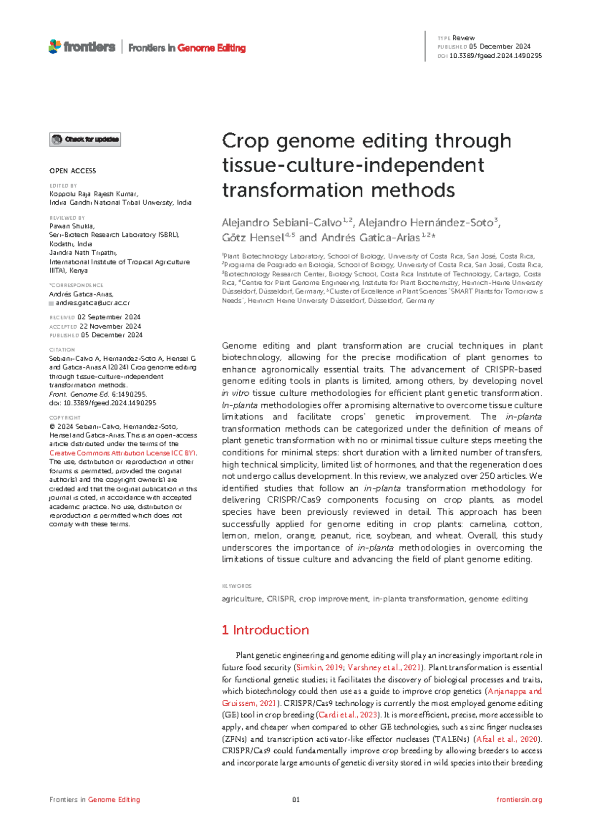 Crop Genome Editing: Transformation Methods Review (FGEED-06) - Studocu