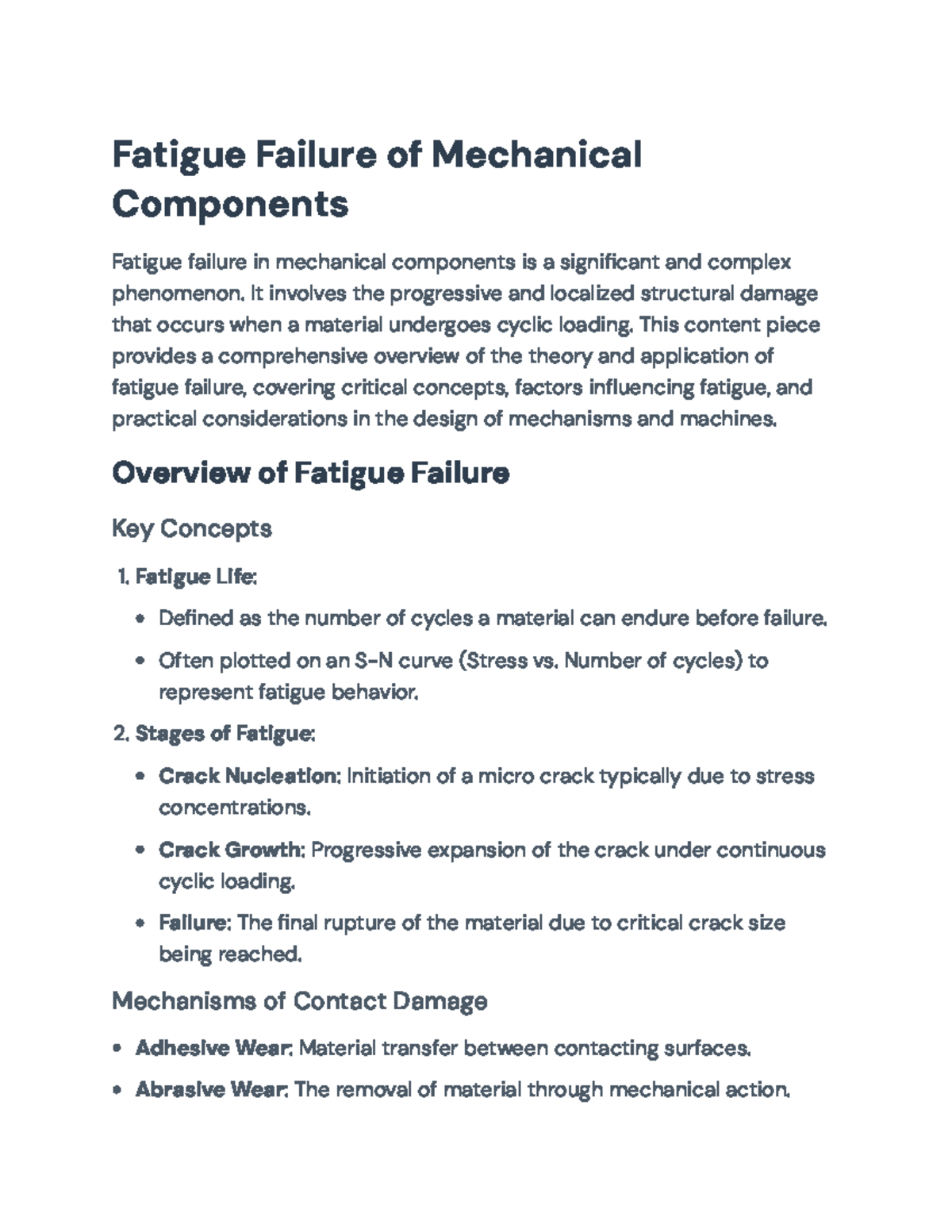 Fatigue Failure Analysis of Mechanical Components: Key Insights and ...
