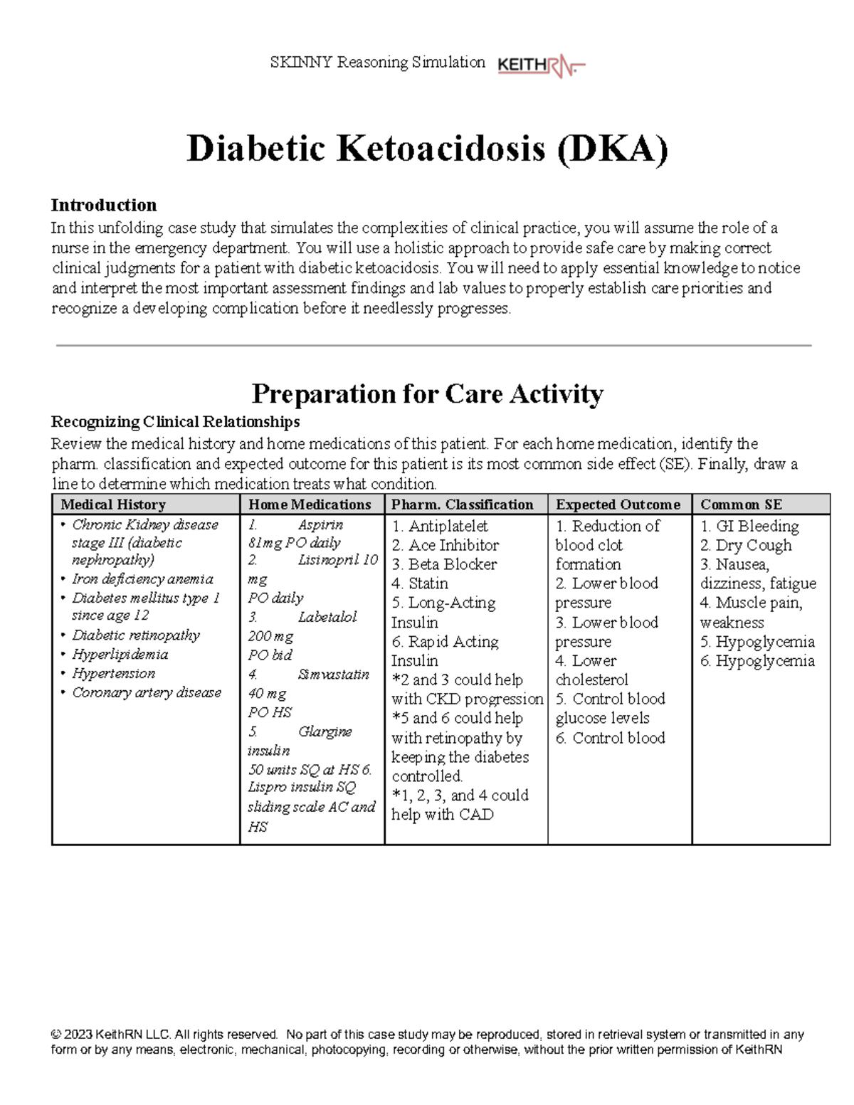DKA Case Study - © 2023 KeithRN LLC. All rights reserved. No part of ...