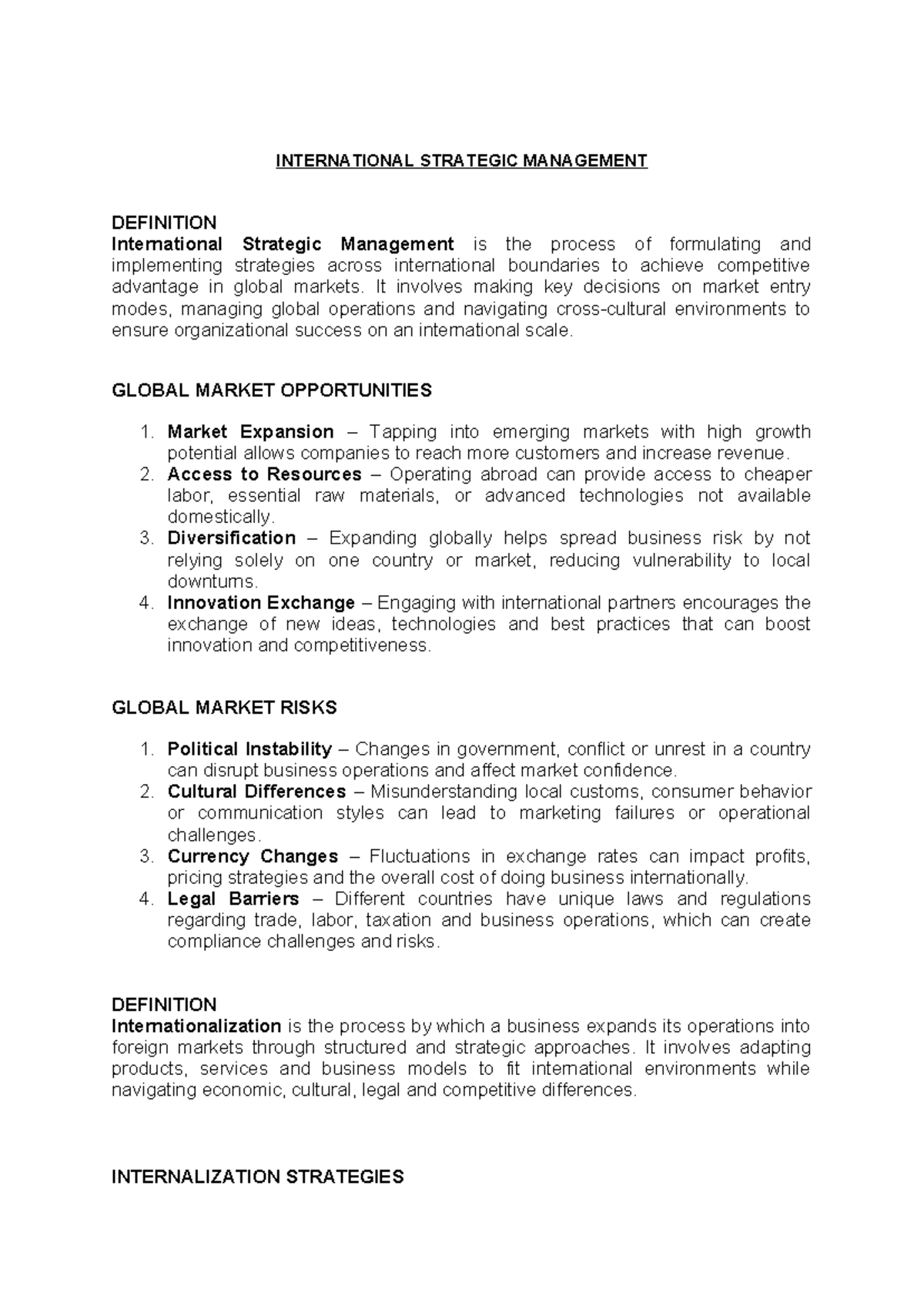 ISM-CBME2 - International Strategic Management Overview and Strategies ...