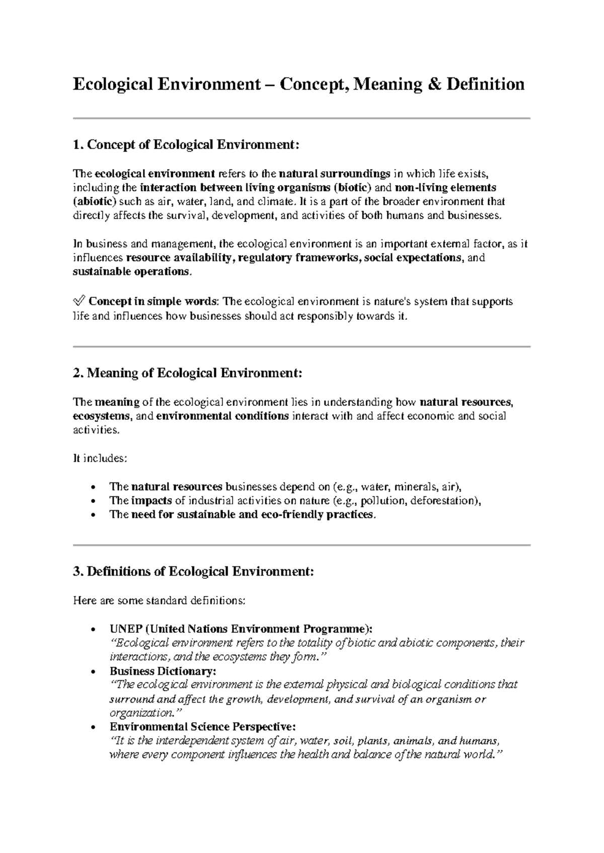 Ecological Environment: Concepts, Definitions, and Business Impacts ...