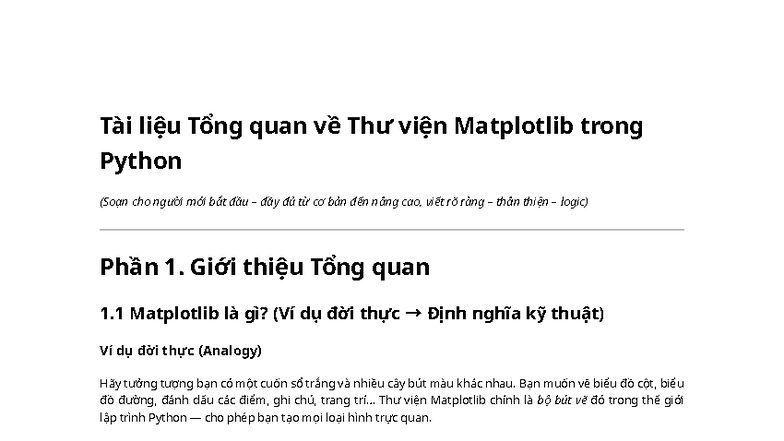 Tổng quan về Thư viện Matplotlib trong Python: Hướng dẫn cho người mới bắt đầu - Studocu