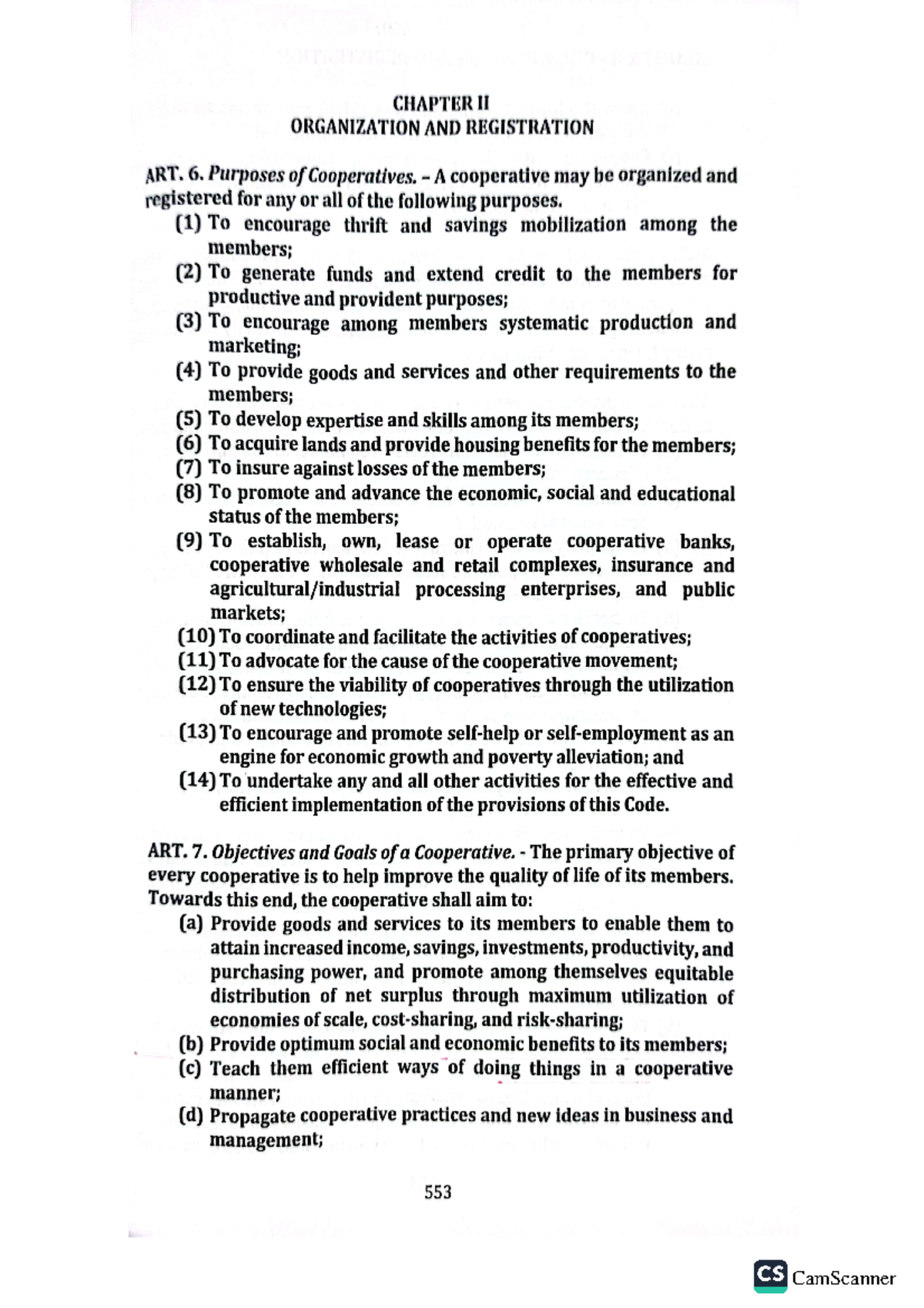 Law 3 Chapter 2 - Cooperative Organization and Registration Notes - Studocu