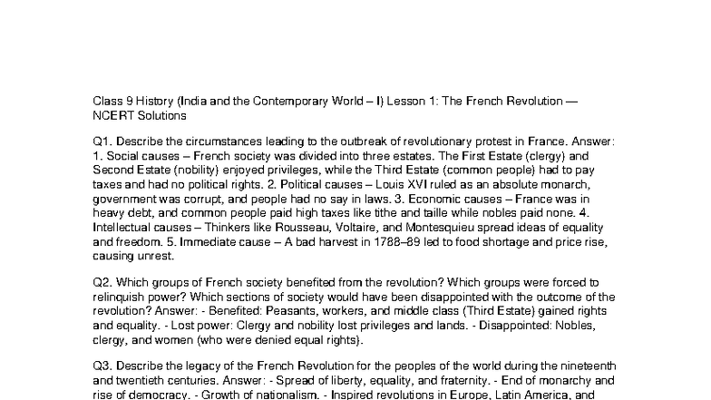 Class 9 History (India and the Contemporary World I) Lesson 1: The ...
