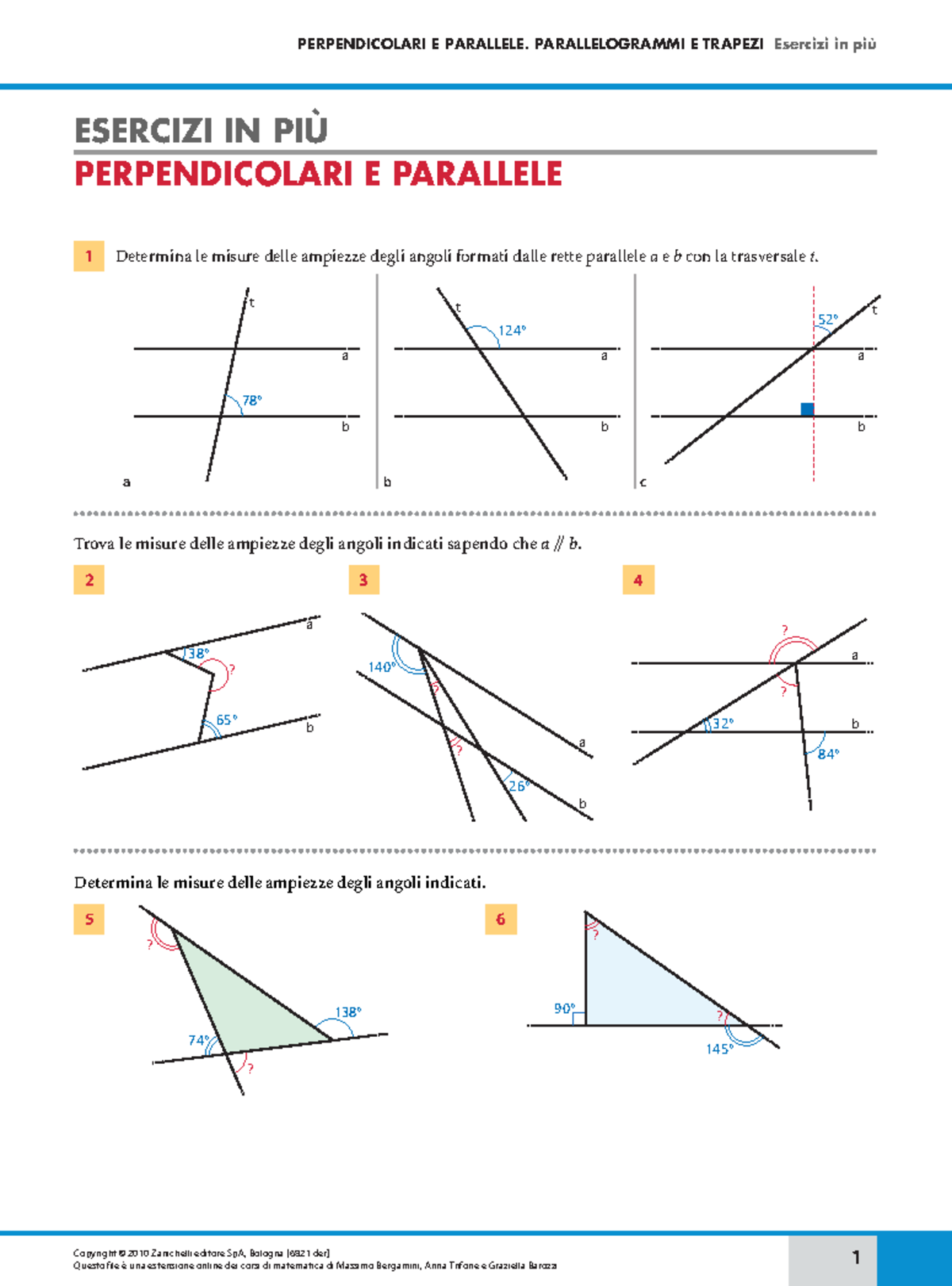 Esercizi su Perpendicolari e Parallele - Bergamini G3V - Studocu