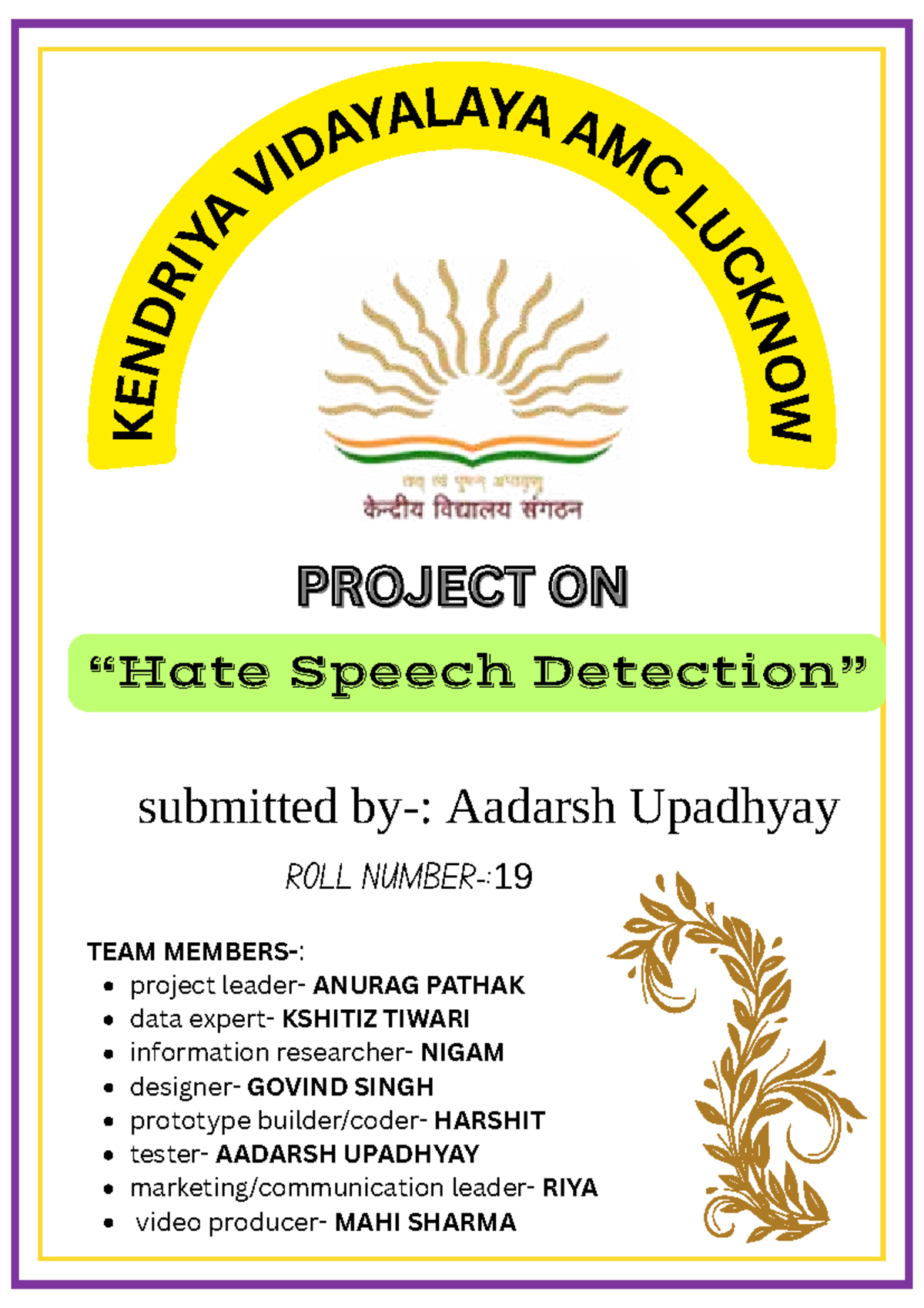 AI Project on Hate Speech Detection (Class XII) - Studocu