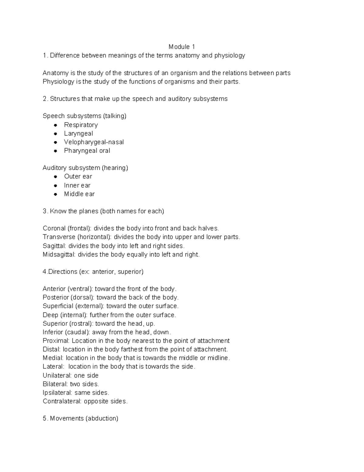 Anatomy and Physiology Overview: Key Concepts (Modules 1 & 2) - Studocu
