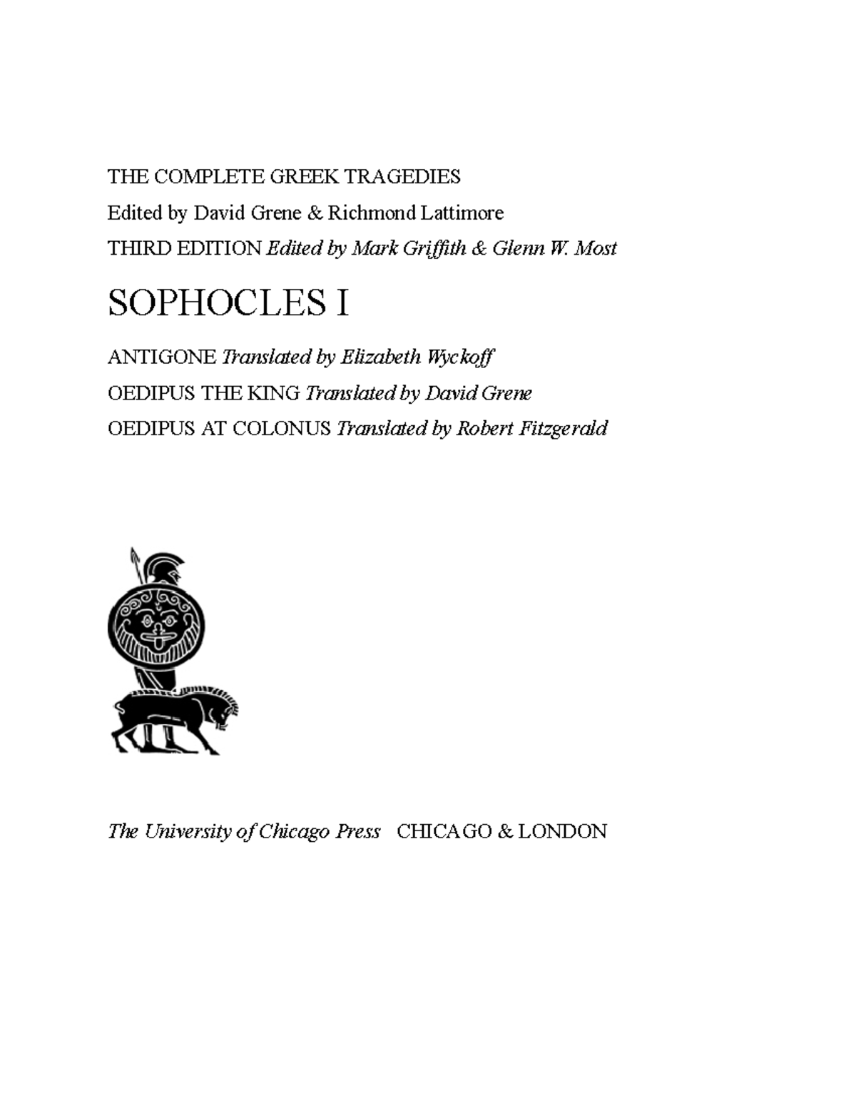 Sophocles I: Antigone - A Study of Tragedy and Morality - Studocu