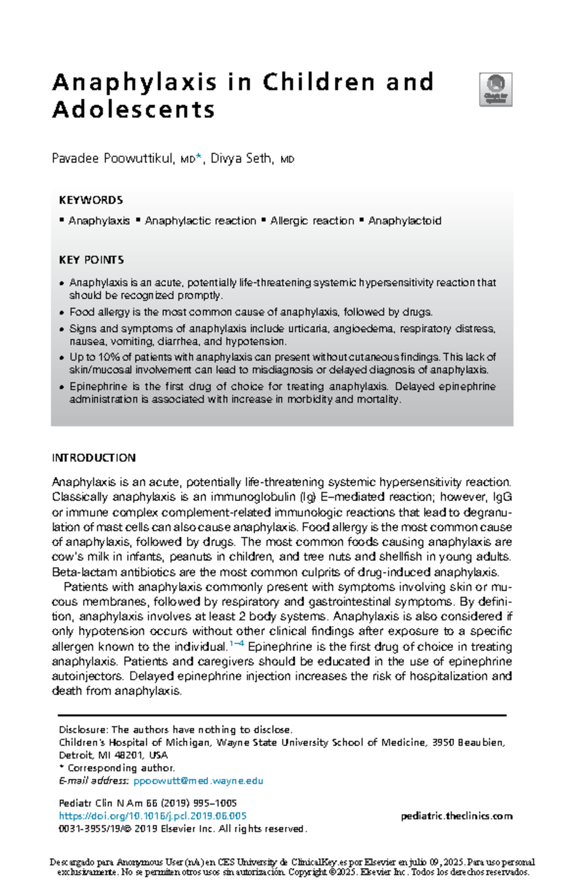Anaphylaxis in Children and Adolescents: Emergency Medicine Insights ...