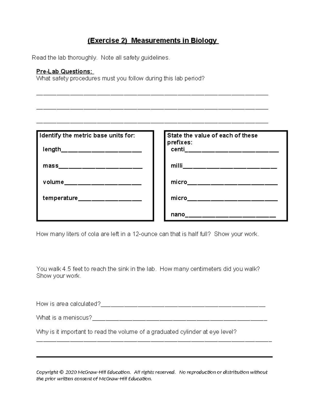 Measurement in Biology Labreport - (Exercise 2) Measurements in Biology ...