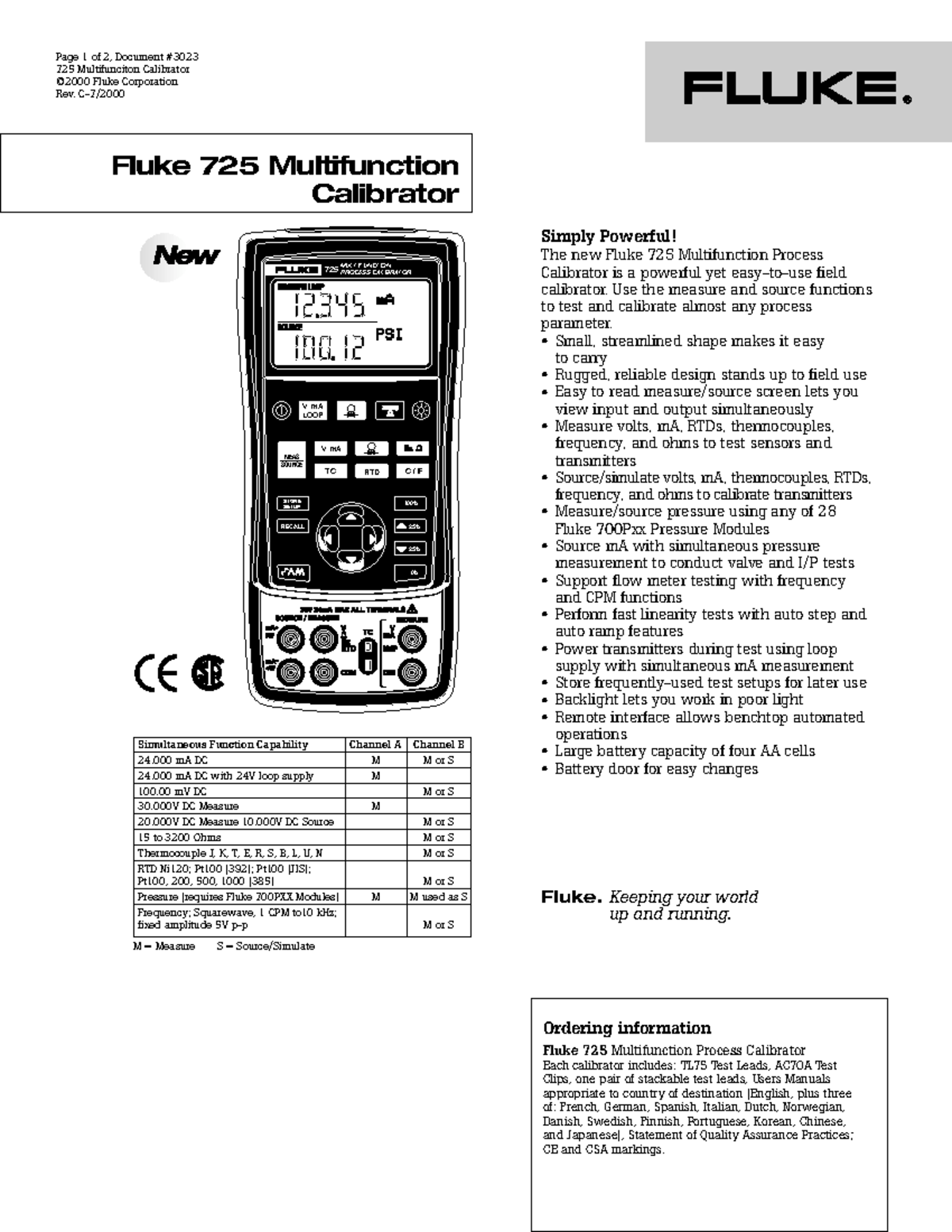 Fluke 725 Multifunction Process Calibrator Overview and Features - Studocu