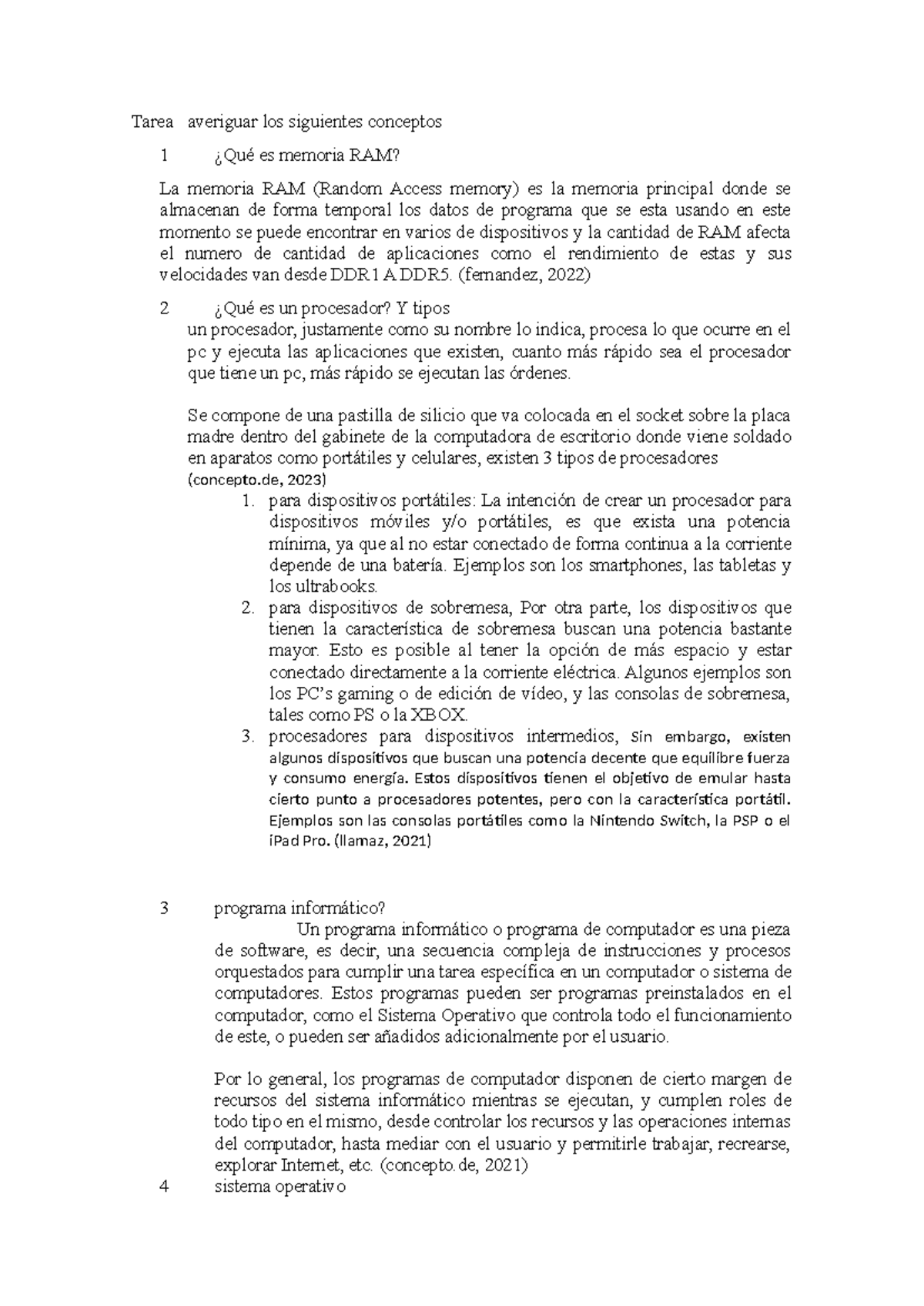 Tarea Informática Admin 1: Conceptos Clave sobre Memoria y Procesadores ...