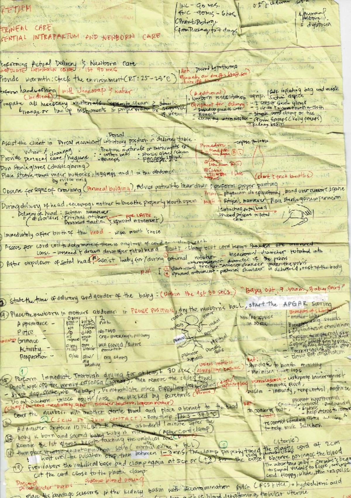 RLE NOTES MATERNAL CARE: INTRAPARTUM & NEWBORN PROCEDURES - Studocu