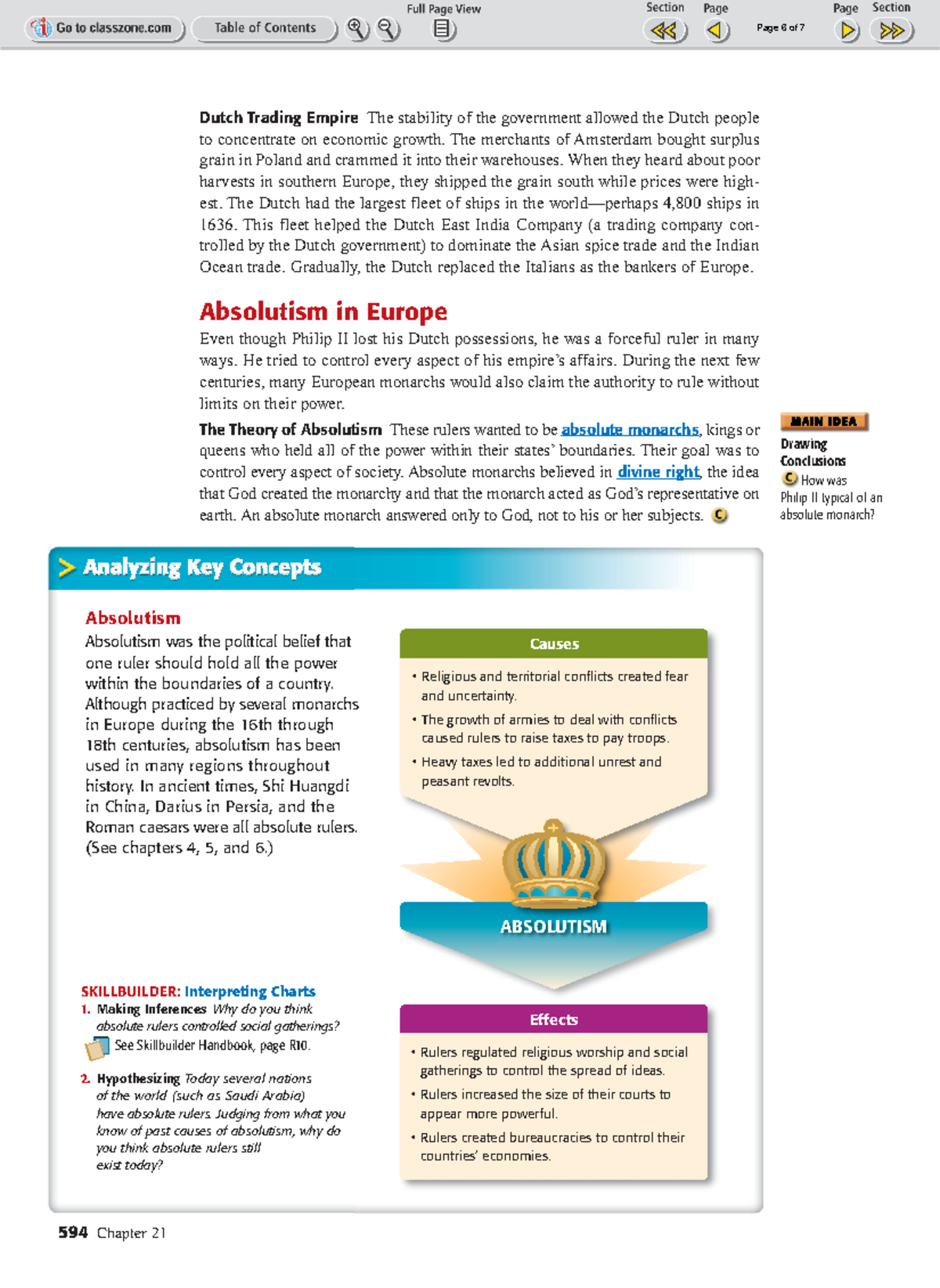 Absolutism Intro Reading - 594 Chapter 21 Dutch Trading Empire The ...