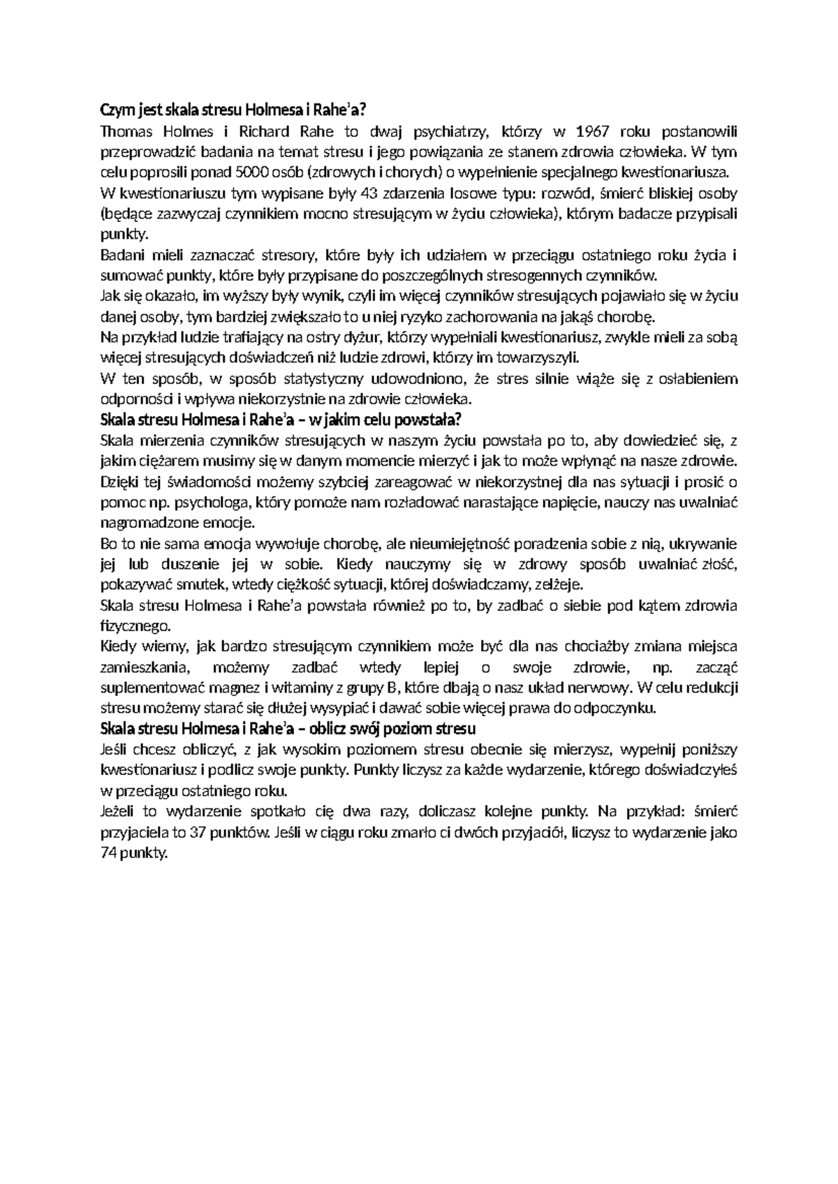 Skala stresu Holmesa i Rahe’a - Czym jest skala stresu Holmesa i Rahe’a ...