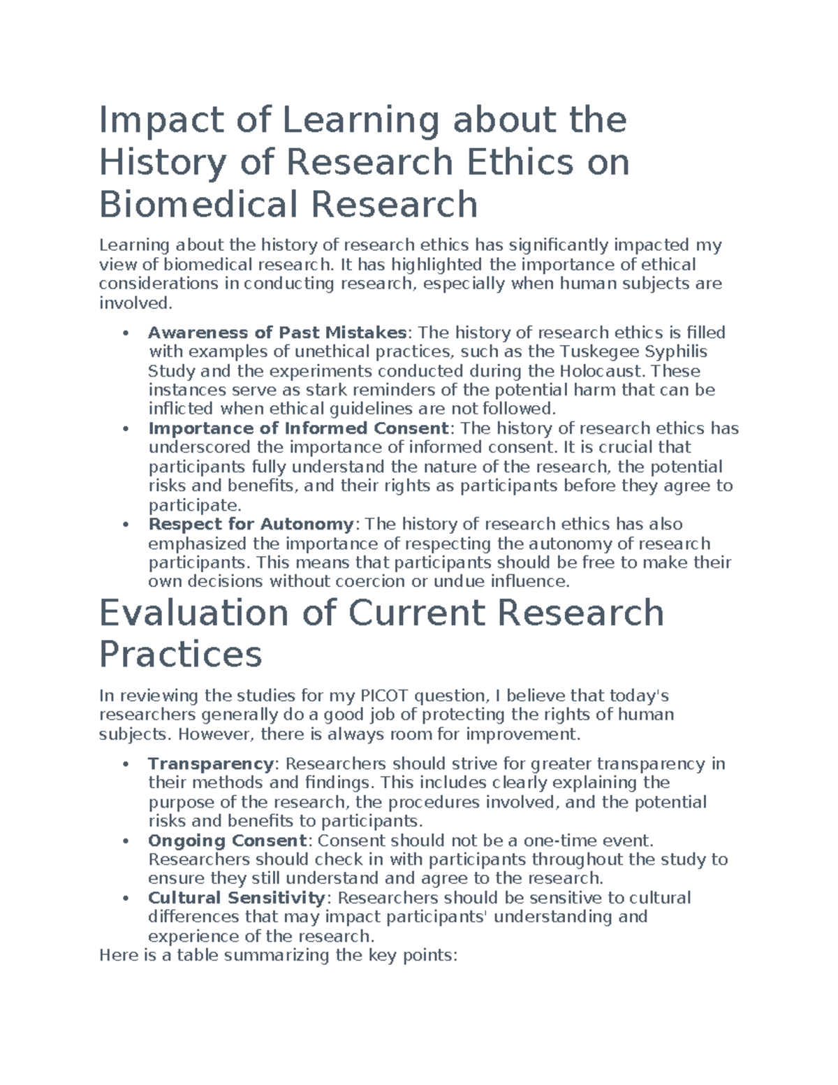 Ethics in Biomedical Research: Lessons from History and Practice - Studocu