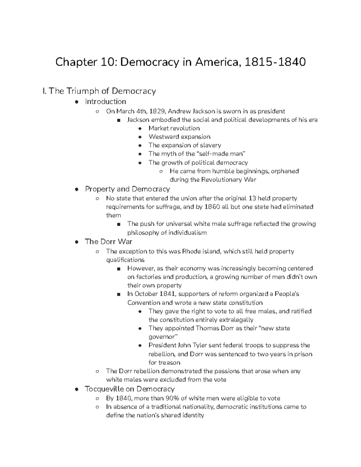 Chapter 10: Democracy in America, 1815- (Give Me Liberty! 6th Ed) - Studocu