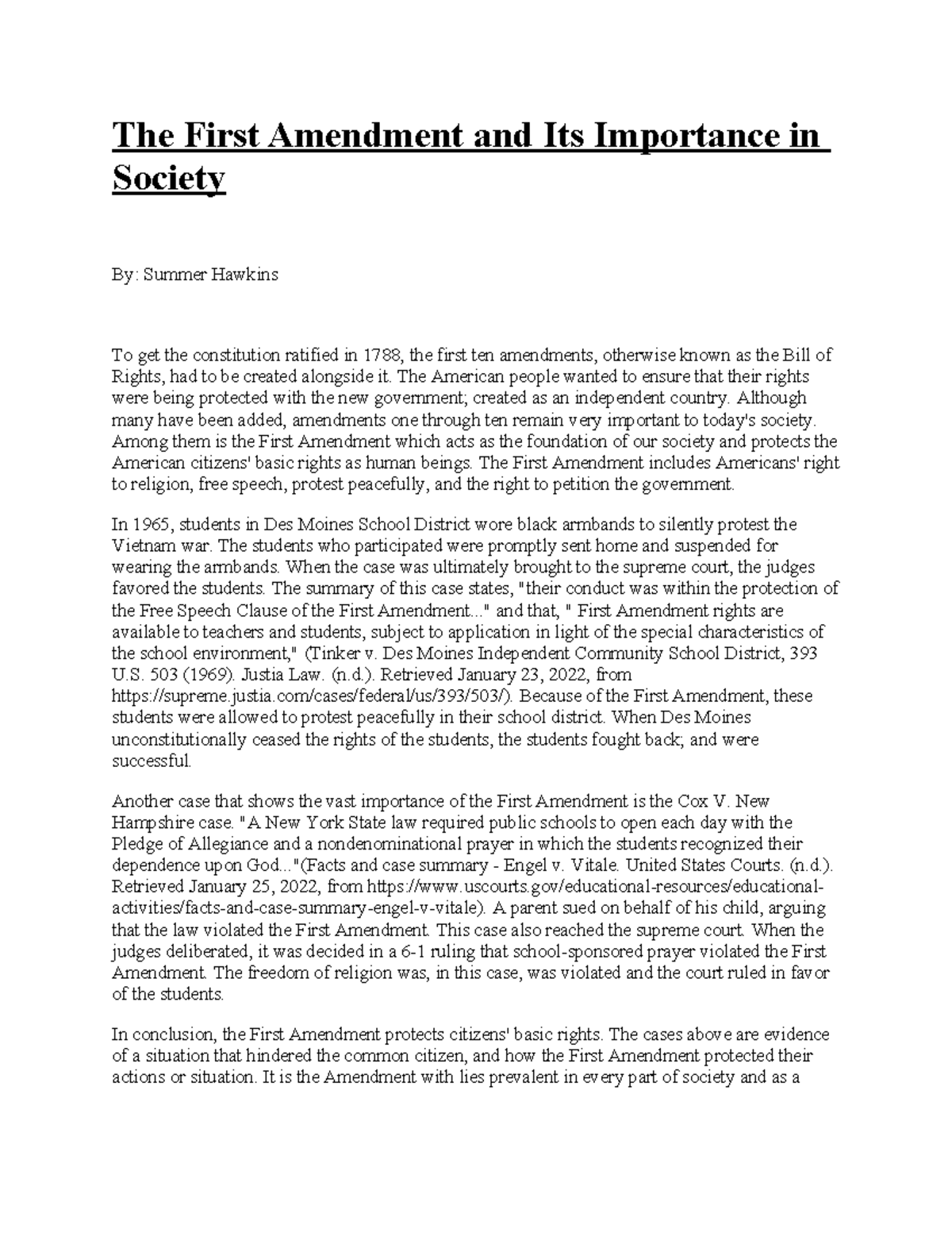 Ivy Tech POLS 101: The Significance of the First Amendment in Society ...