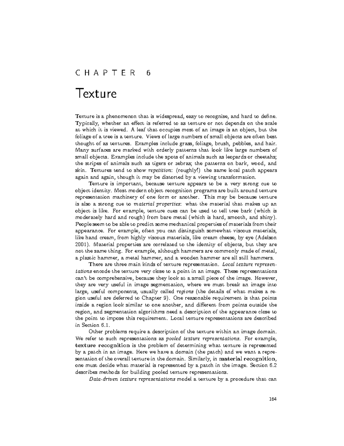 Computer Vision UNIT-3: Chapter 6 - Understanding Texture - Studocu