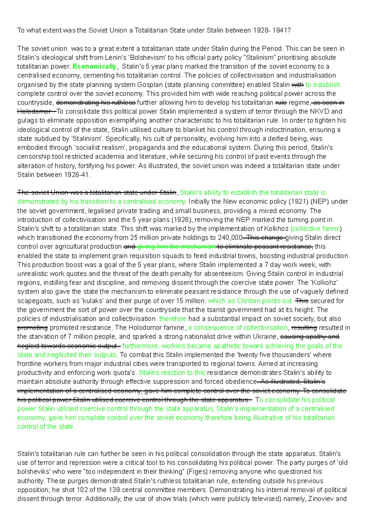 HIST 203: The Totalitarian Nature of the Soviet Union under Stalin ...