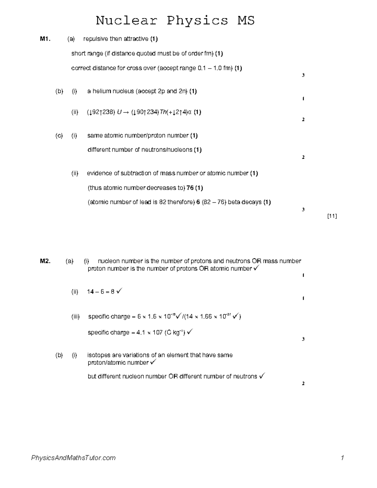 Nuclear Physics MS M1: Key Concepts and Problem Solutions - Studocu