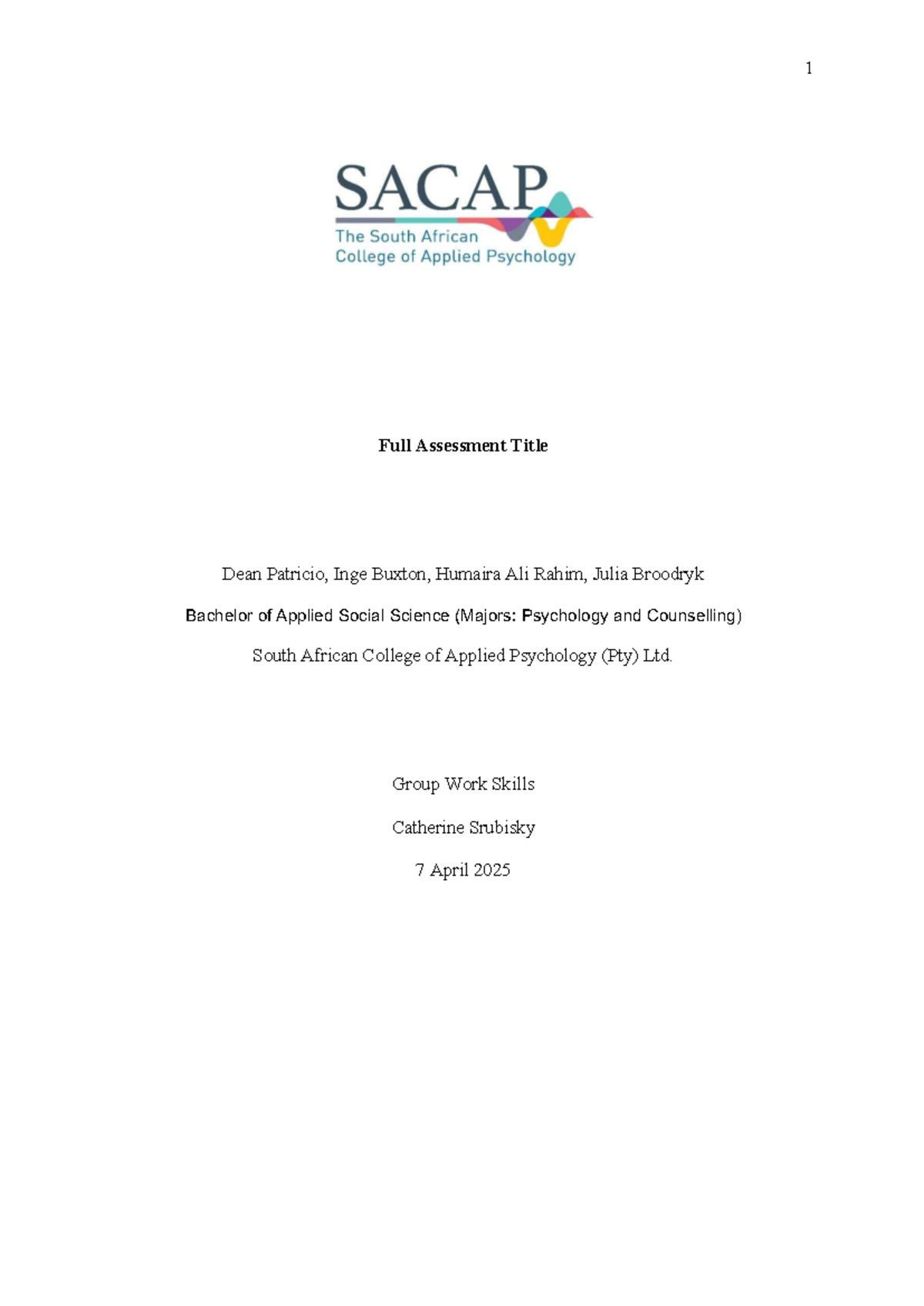 Psychoeducational Group Plan for Female Survivors of IPV - Assessment 1 ...