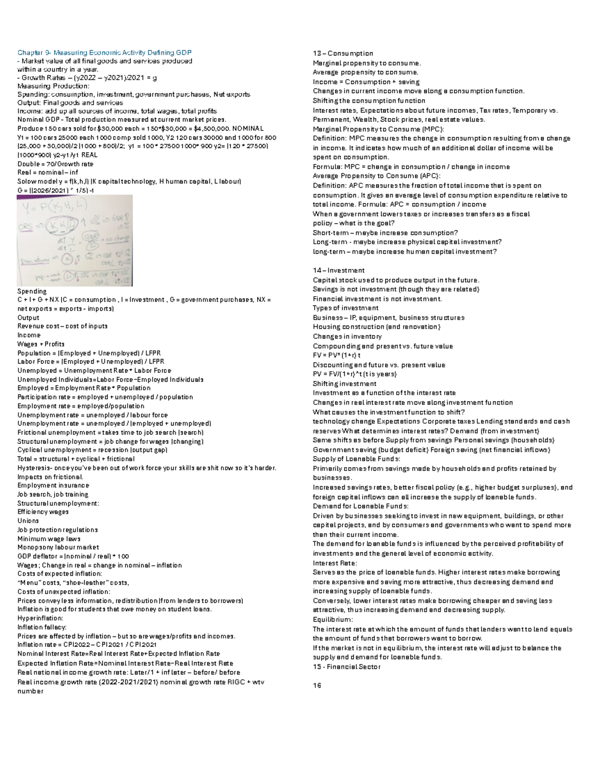EC140 - Final Cheat Sheet - Chapter 9 - Measuring Economic Activity ...