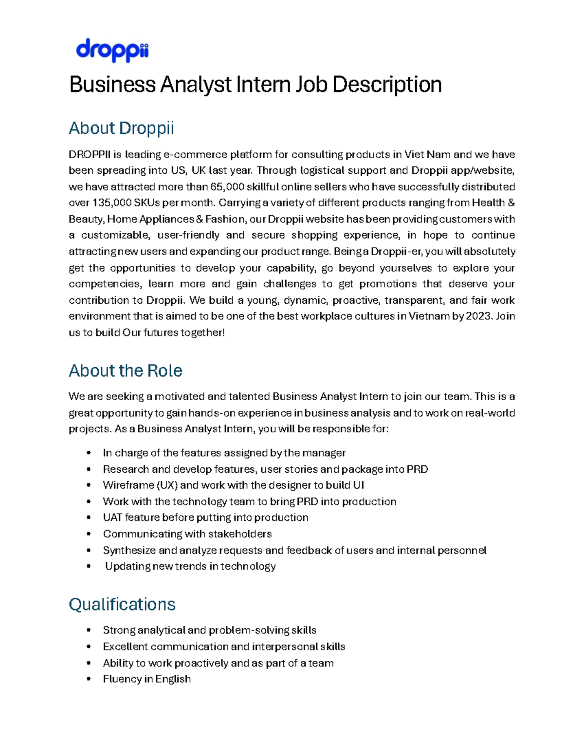 BA-Intern-JD - BA-Intern-JD - Business Analyst Intern Job Description ...