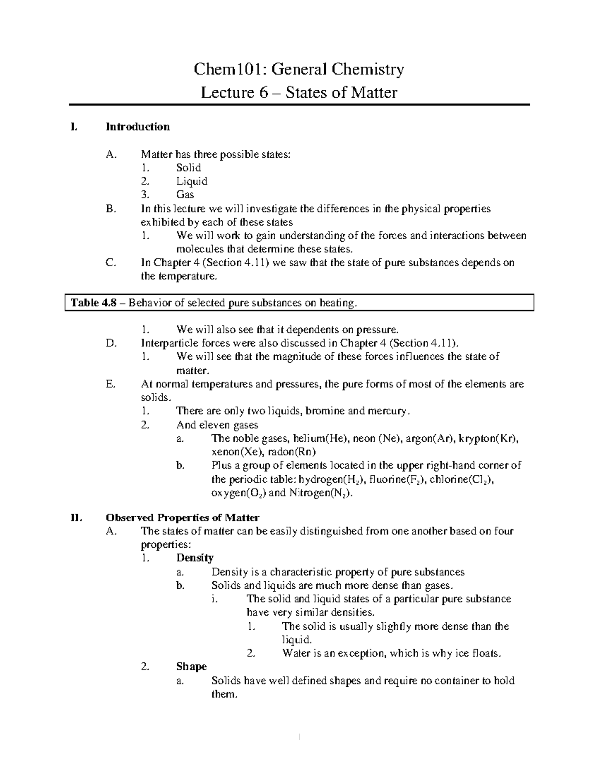 Chem101: States of Matter - Lecture Notes Study Guide - Studocu
