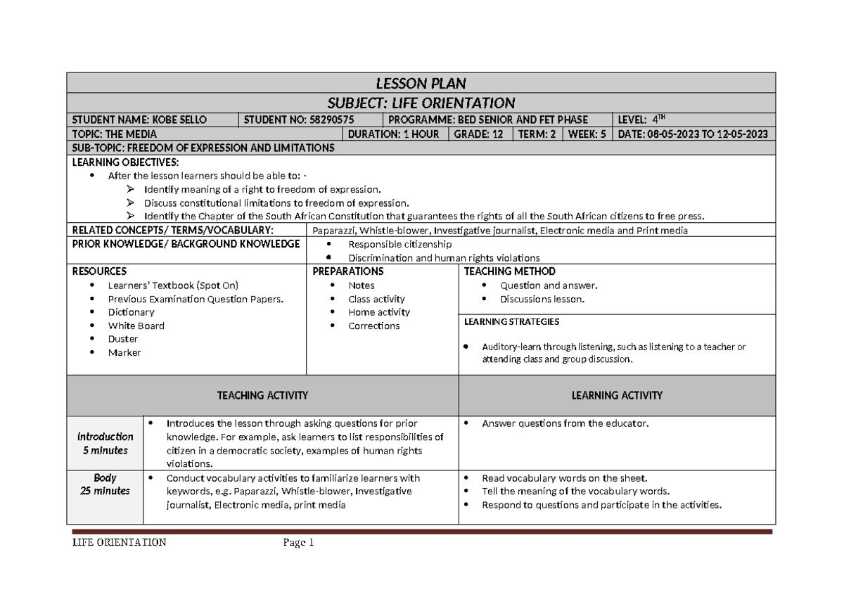 Grade 12 LO Term 2: Democracy, Rights, and Societal Responsibilities ...